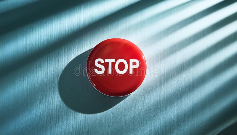 Red stop button stock illustration. Illustration of sign - 366049934