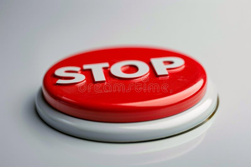 Red STOP Button on White Background Stock Illustration - Illustration ...