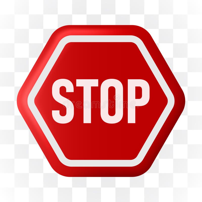 Red STOP 3d Icon. Alert, Caution or Emergency Notification. Danger ...