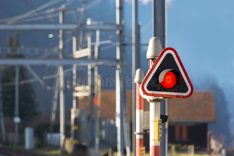 Red Stop Light at Train Station Stock Photo - Image of alert, lights ...