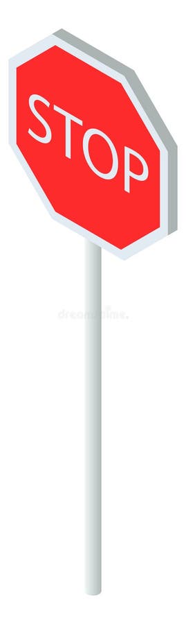 Red Stop Road Sign. Isometric Warning Symbol Stock Vector ...