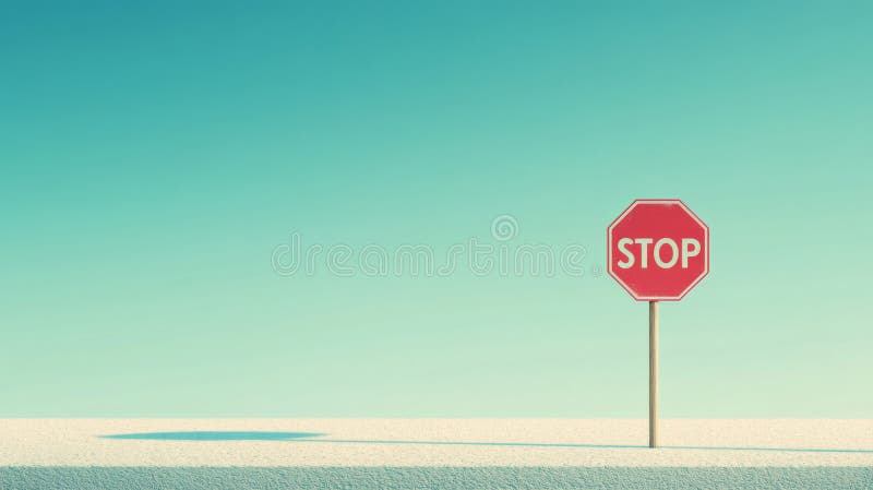 Red Stop Sign Against Retro Blue Color Sky Background Stock ...
