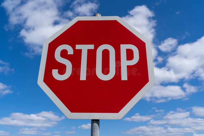 Stop sign with blue sky stock photo. Image of copy, sign - 303198790