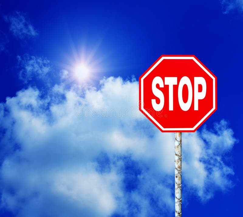 Red Stop Sign with Blue Sky Stock Photo - Image of direction, pole ...