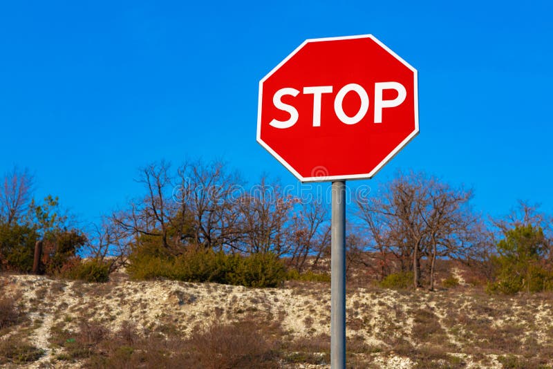 Red Stop Sign in City Close Up Stock Image - Image of transport, sign ...