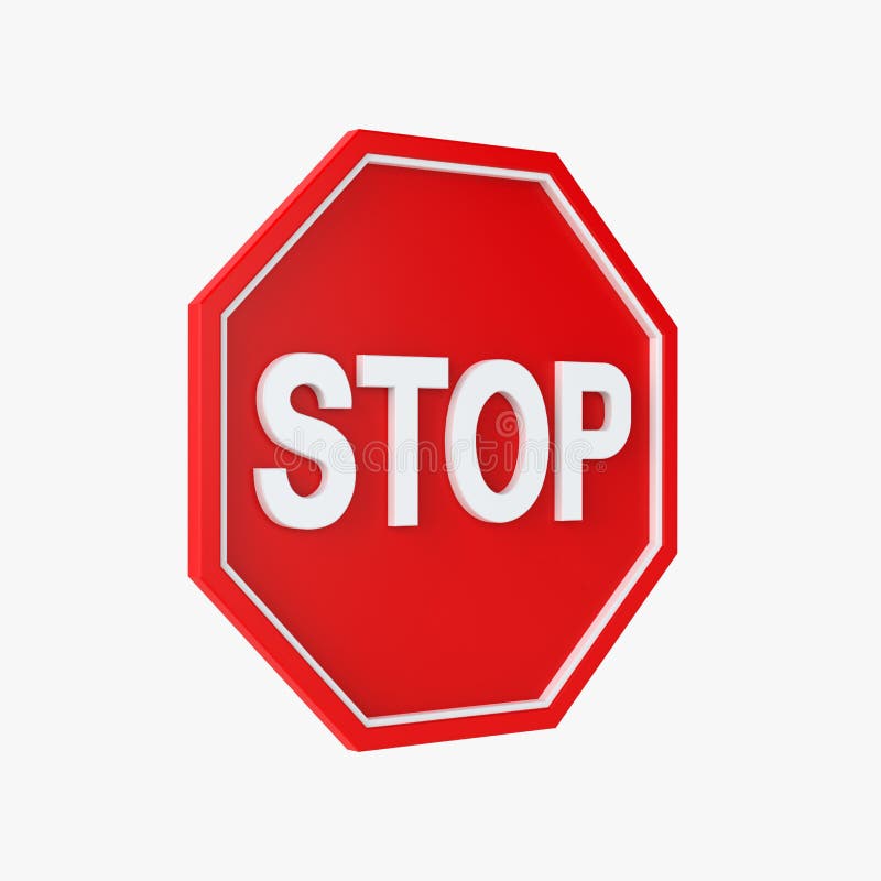 Red Stop Sign 3d Icon Render Stock Illustration - Illustration of ...