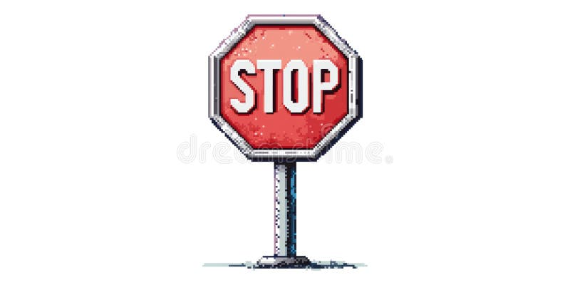 Red Stop Sign Icon in Pixel Art Style Isolated on Transparent ...