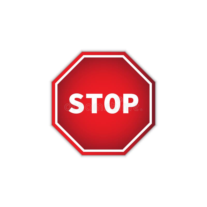 Red Stop Sign Isolated on White Background with Gradient Mesh, Vector ...