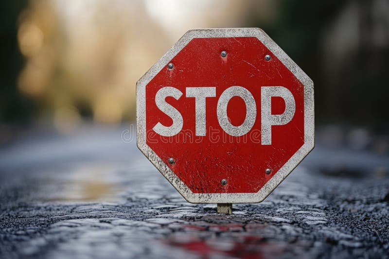 A Red Stop Sign Sits beside a Road, Useful for Traffic or Highway ...