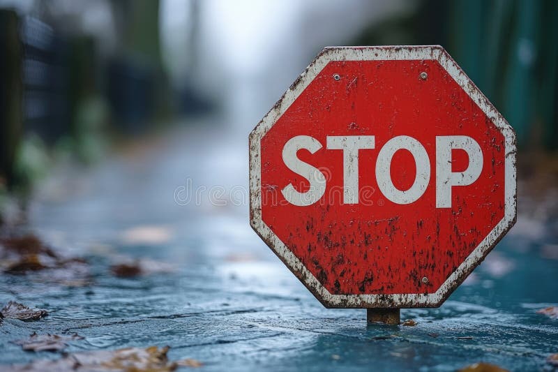 A Red Stop Sign Sits on the Side of a Road, Waiting for Traffic To Slow ...