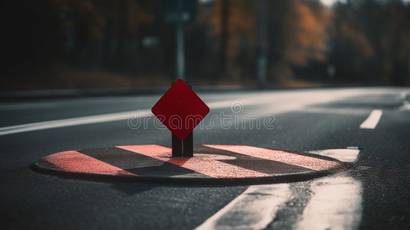 A Red Stop Sign Sitting on the Side of a Road Stock Illustration ...