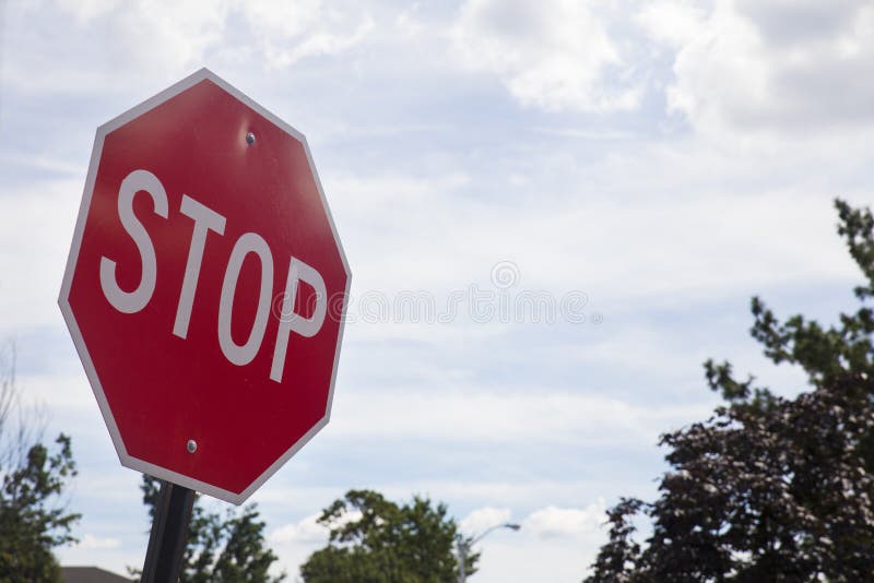 Red Stop Sign on the Street, Roadside Traffic for Stopping. Stock Image ...