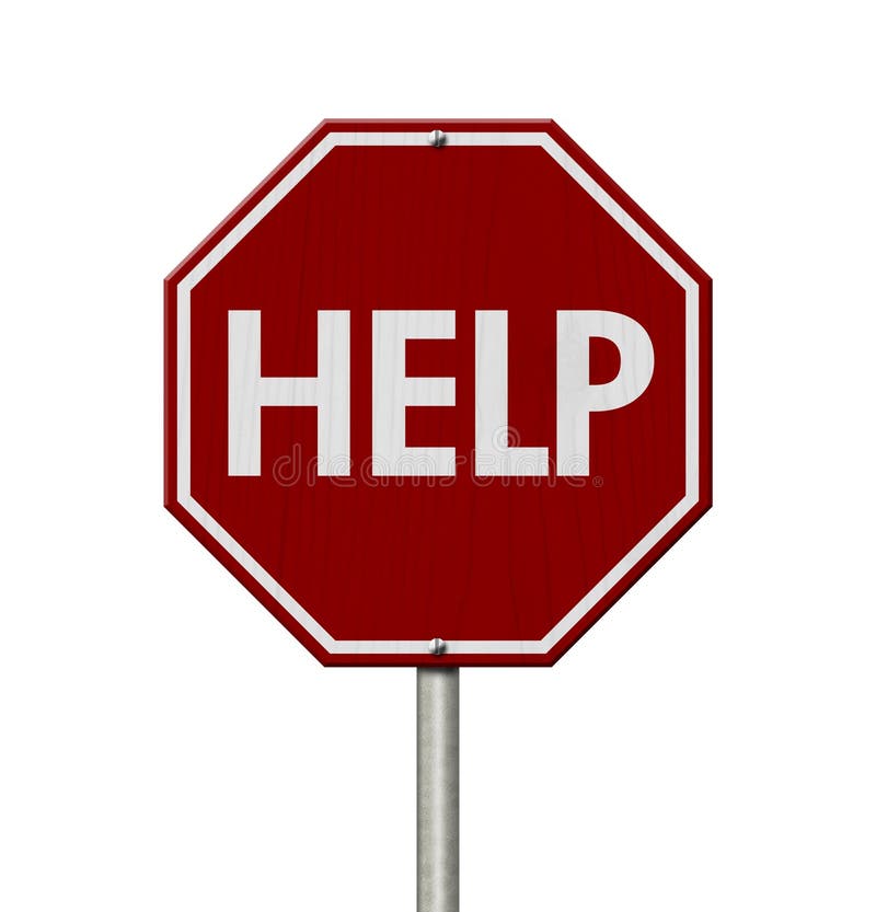 Red Stop Sign with the Word Help Isolated on White Stock Image - Image ...