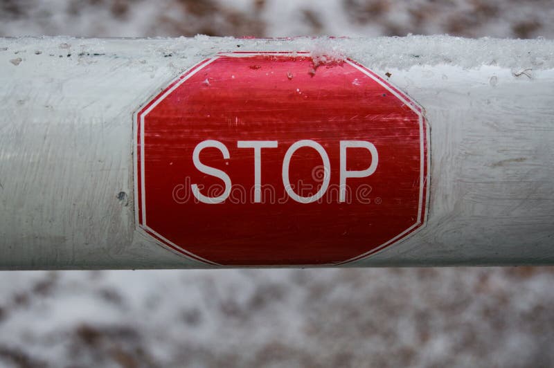 Red Stop Signal on the Closing Barrier Stock Photo - Image of parking ...