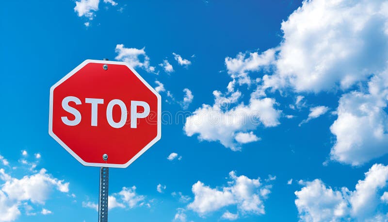 Red Stop Traffic Sign STOP on Blue Sky Background Stock Photo - Image ...