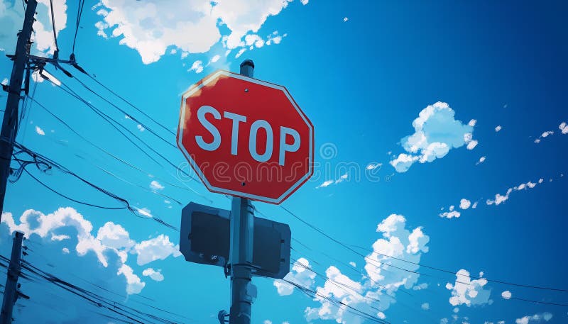 Red Stop Traffic Sign STOP on Blue Sky Background Stock Photo - Image ...