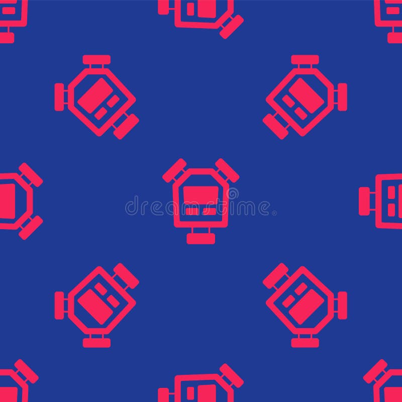 Red Stopwatch Icon Isolated Seamless Pattern on Blue Background. Time ...
