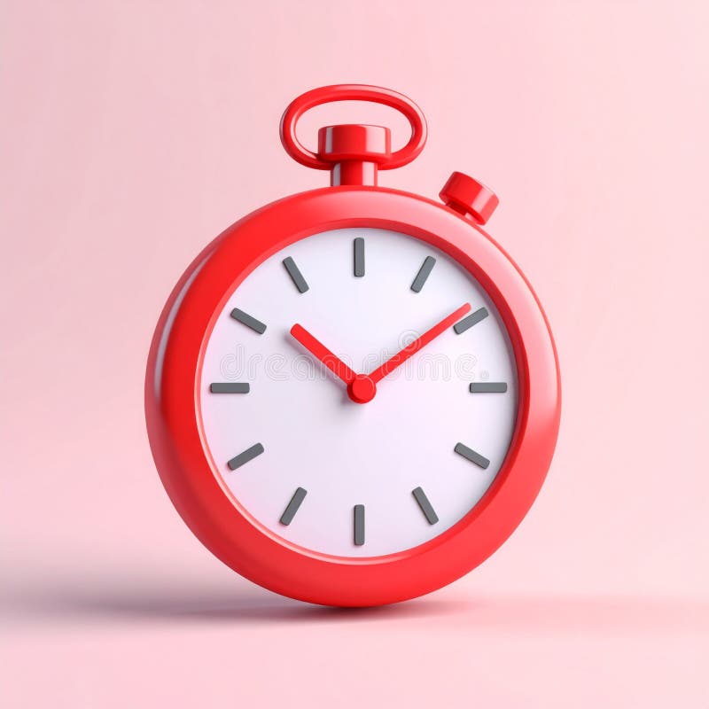 Red Stopwatch on Pink Background Stock Illustration - Illustration of ...