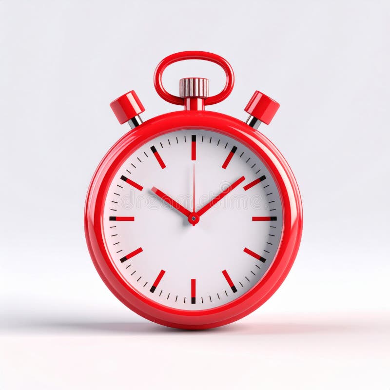 Red Stopwatch on White Background Stock Illustration - Illustration of ...