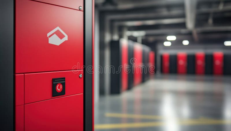 Red Storage Lockers in a Modern Facility with Bright Lighting and Clear ...