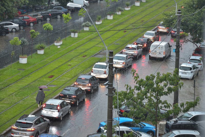 Red Storm Code in Bucharest, Romania. Editorial Photography - Image of ...