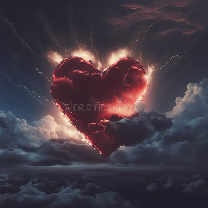 Red Storm Heart. AI Render. Stock Illustration - Illustration of peace ...