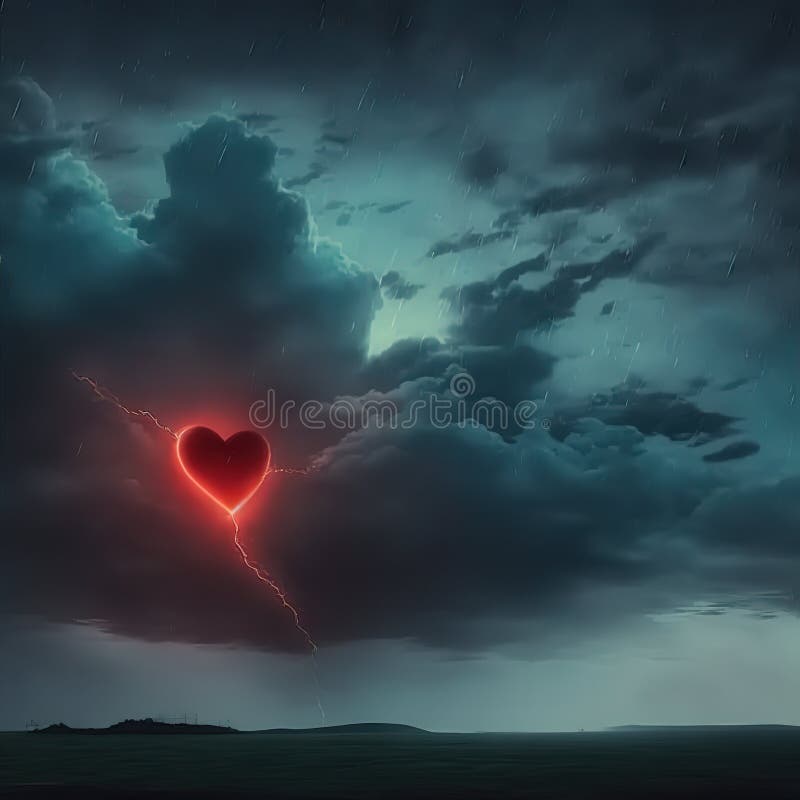 Red Storm Heart. AI Render. Stock Illustration - Illustration of heart ...