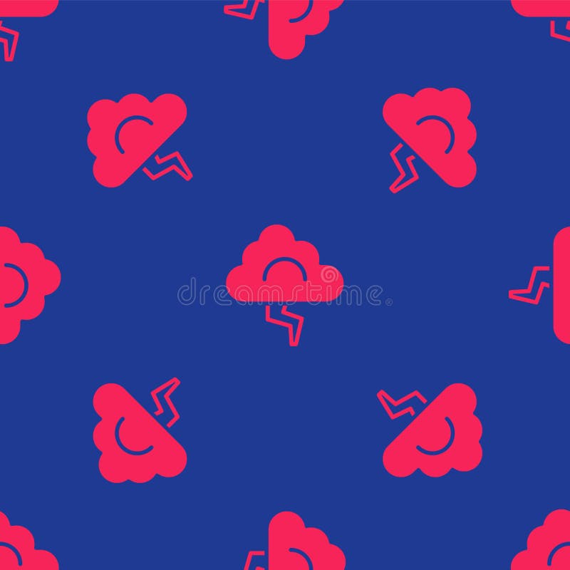 Red Storm Icon Isolated Seamless Pattern on Blue Background. Cloud and ...