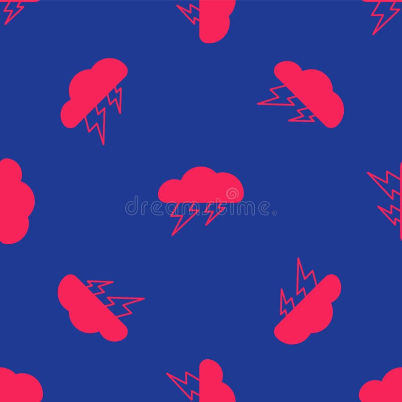 Red Storm Icon Isolated Seamless Pattern on Blue Background. Cloud and ...