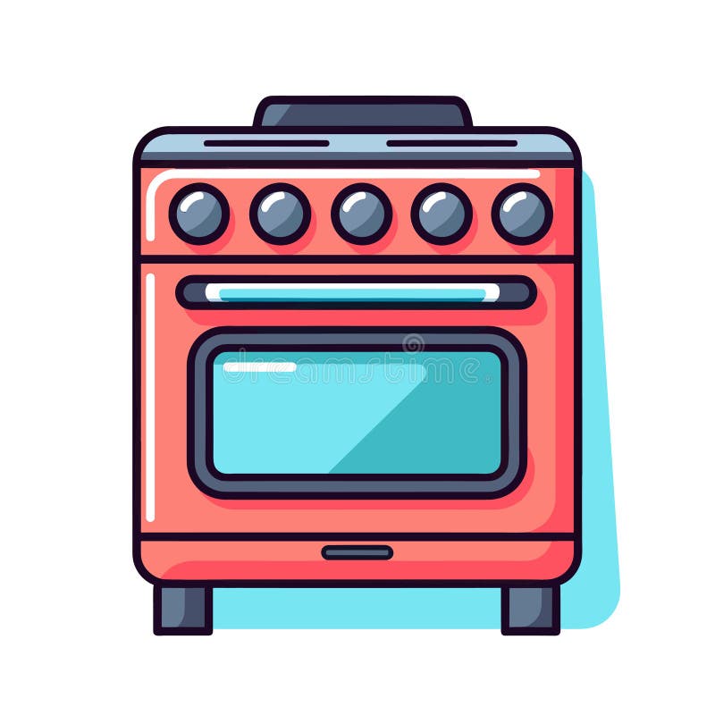 Vector of a Modern Red Stove with Four Burners and Four Knobs in a ...