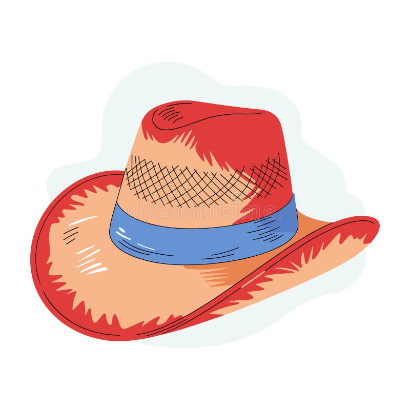 Red Straw Cowboy Hat with Blue Band Vector Stock Vector - Illustration ...