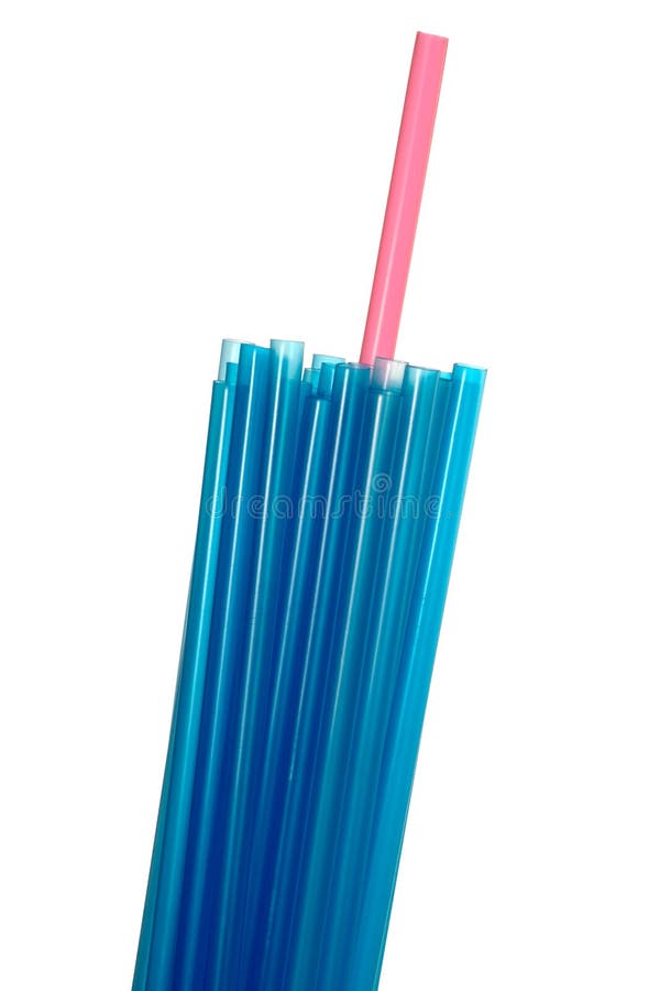 Red Straw Standing Out from a Bunch of Blue Ones Stock Image - Image of ...
