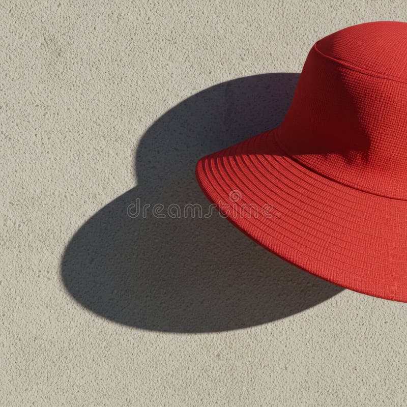 Red Straw Sun Hat Against Beige Wall Stock Illustration - Illustration ...