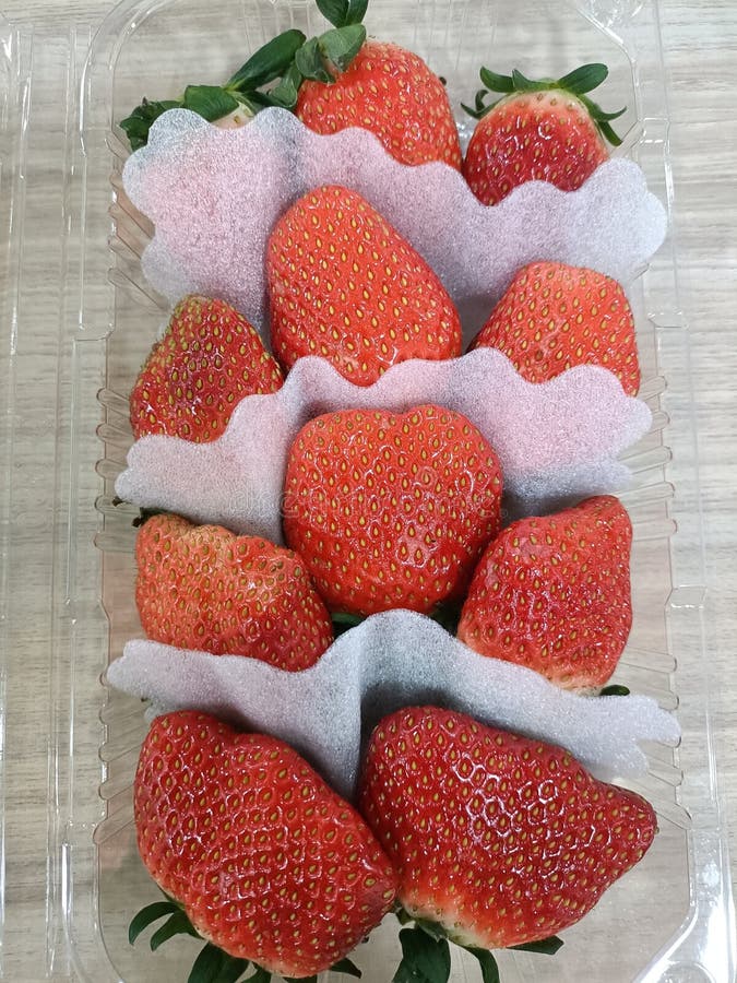 Image Red Strawberries in a Plastic Box Stock Image - Image of dish ...