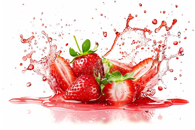 Red Strawberry Berry Fruit Juice Splash Stock Illustration ...