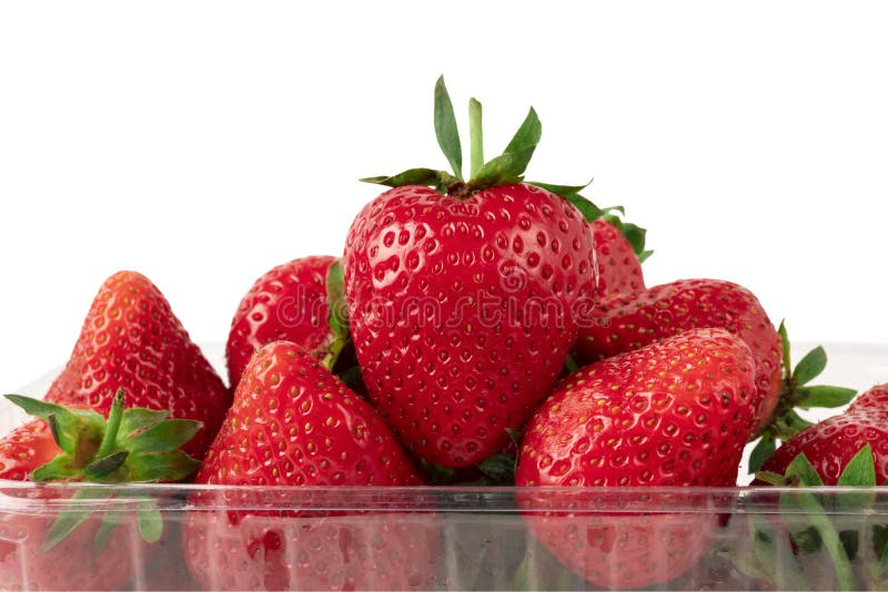 Red Strawberry Closeup in Plastic Box Container Stock Photo - Image of ...