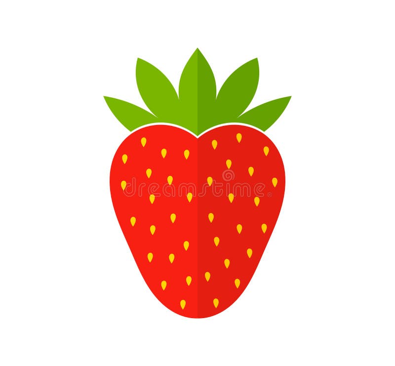 Red Strawberry Flat Design Icon Stock Vector - Illustration of sweet ...