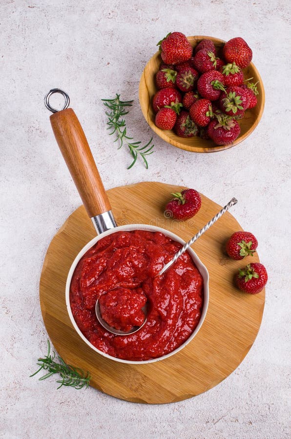 Red strawberry jam stock image. Image of cooked, fresh - 121385657