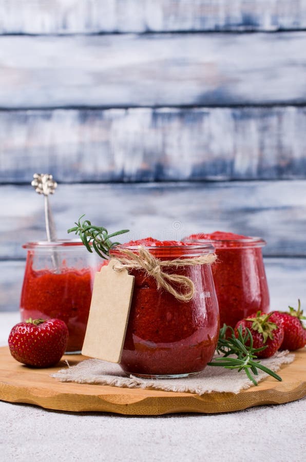 Red strawberry jam stock image. Image of fruit, fresh - 121385847