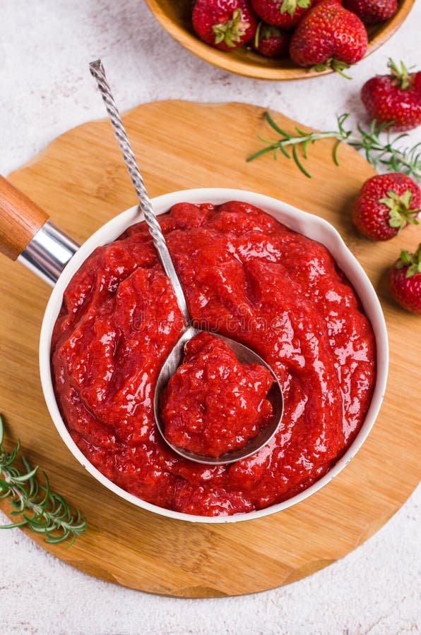 Red strawberry jam stock image. Image of bowl, homemade - 121387385