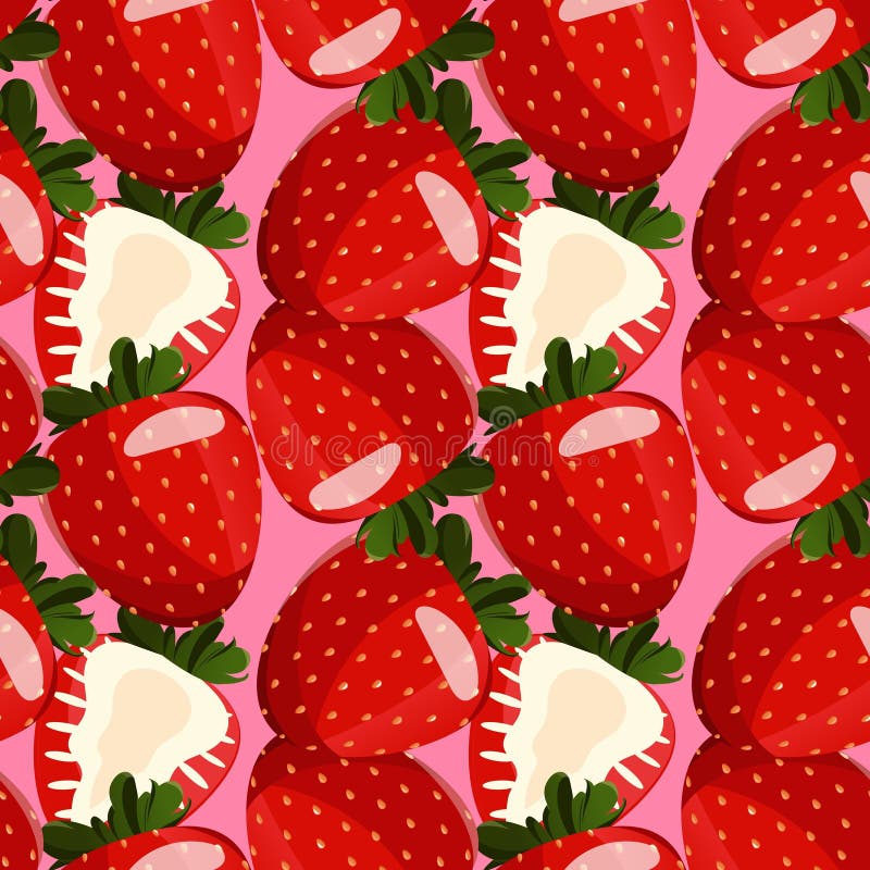 Red Strawberry on Pink Background. Seamless Pattern. Texture for Fabric ...