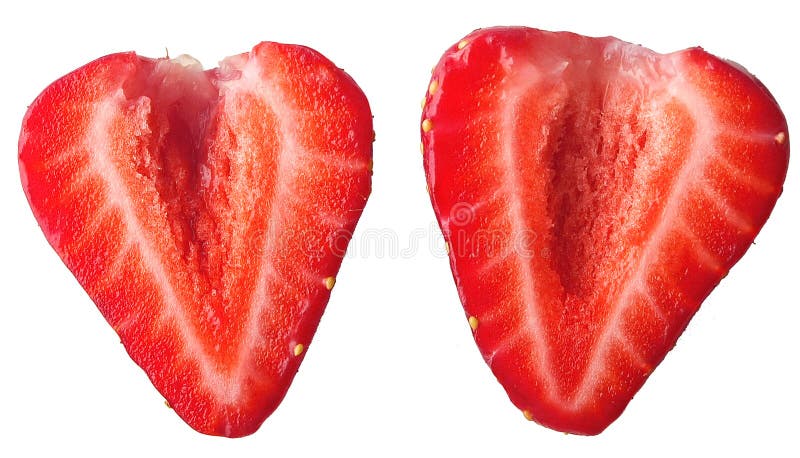 Red Strawberry Slice Isolated on White Background Stock Photo - Image ...