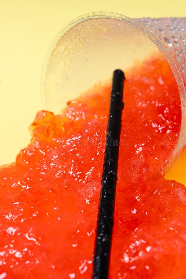 Orange Slushie on Yellow Background. Close Up Stock Photo - Image of ...
