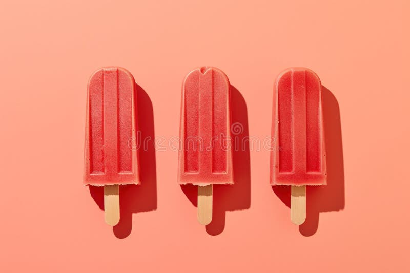 Red Strawberry Watermelon Red Ice Cream Popsicles. Generative AI Stock ...