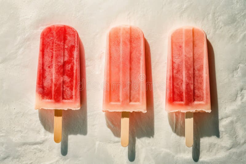Red Strawberry Watermelon Red Ice Cream Popsicles. Generative AI Stock ...