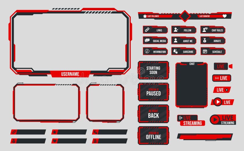 Red Stream Overlay Theme. Webcam Border, Game Screen Template and ...