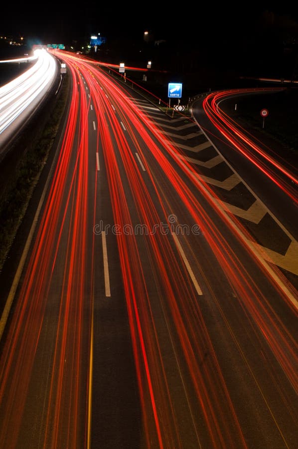 Red street stock image. Image of headlight, multiple, light - 7233207