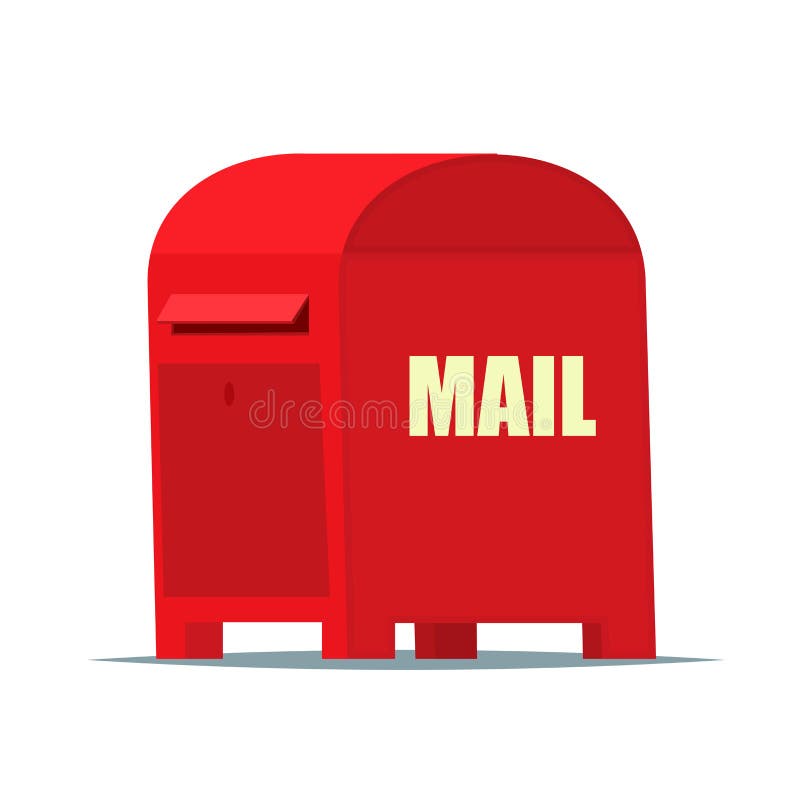 Red Street Mailbox in Flat Vector Style for Web or Illustration Stock ...