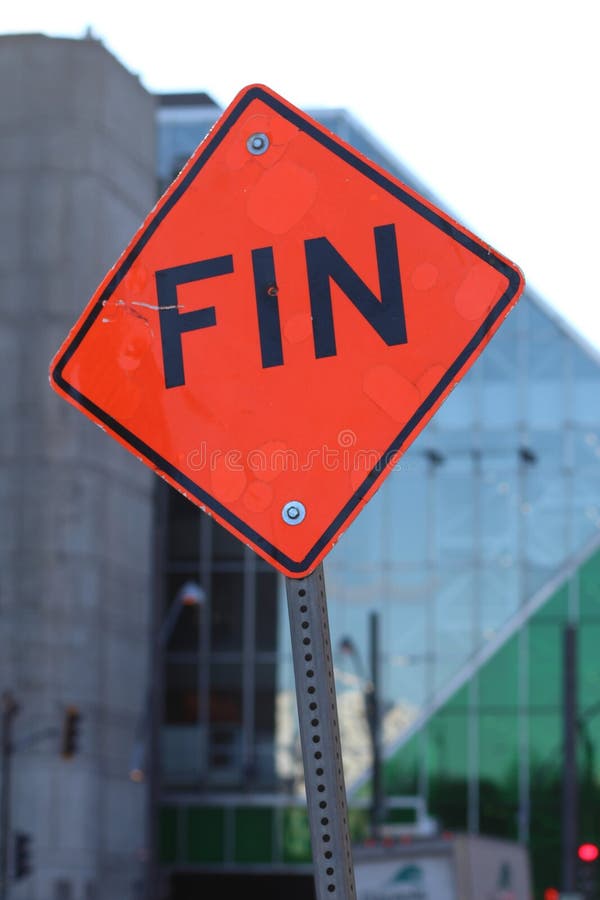 Red Street Sign Displaying the Word "fin" Stock Image - Image of ...