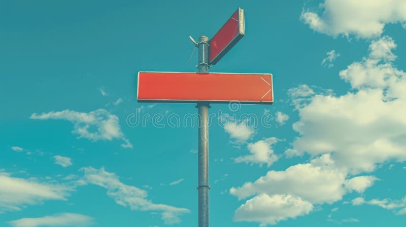A Red Street Sign is on a Pole in Front of a Blue Sky Stock Photo ...